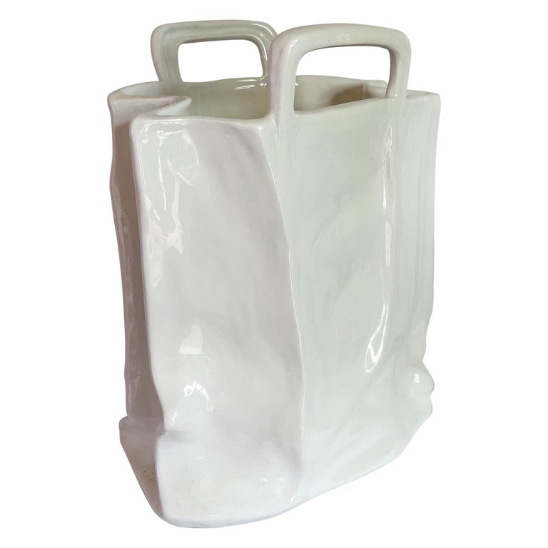 Vintage Postmodern Ceramic Bag Vase For Sale at 1stDibs