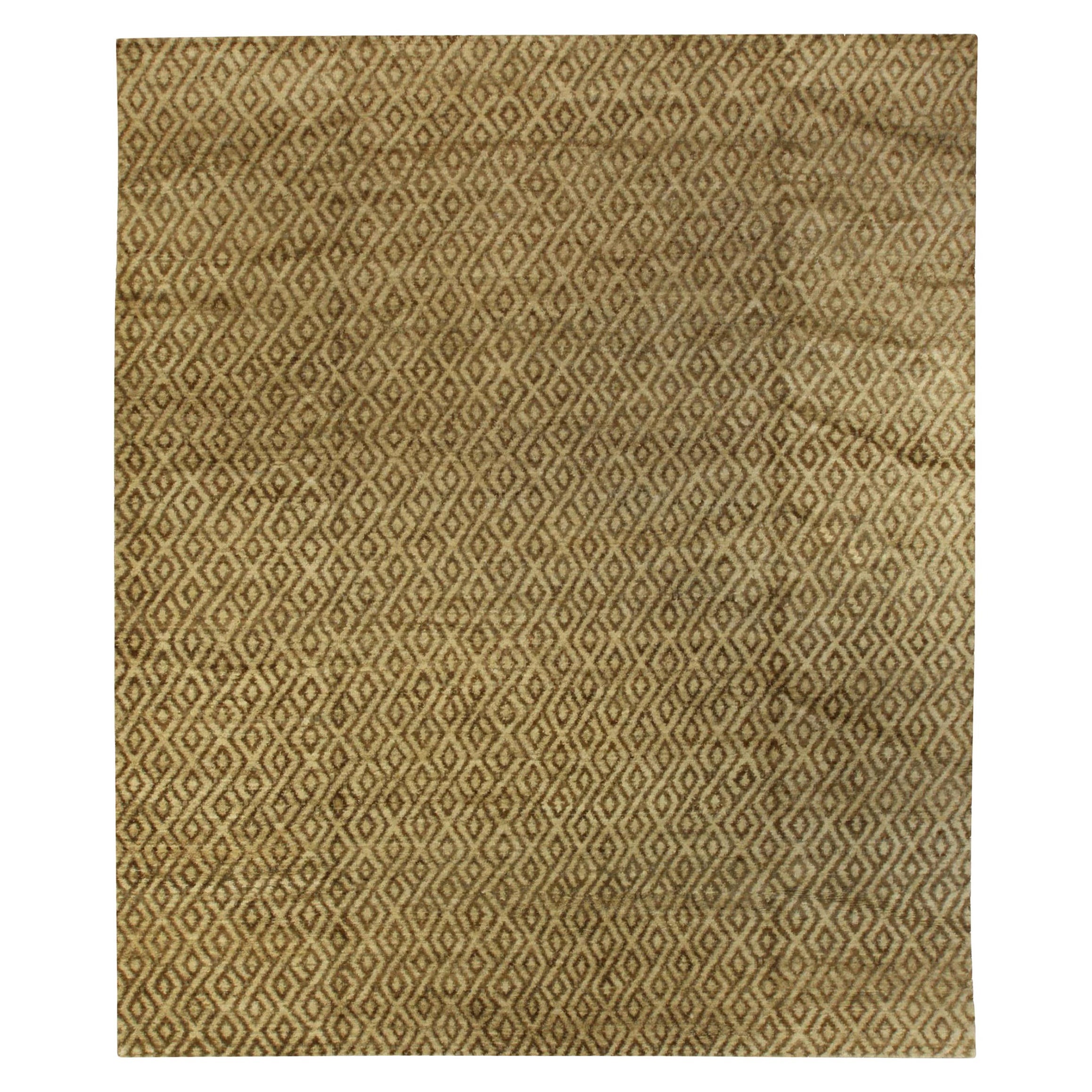 TARTAN Hand Knotted Contemporary Silk Rug in Blue and Gold Colours by ...