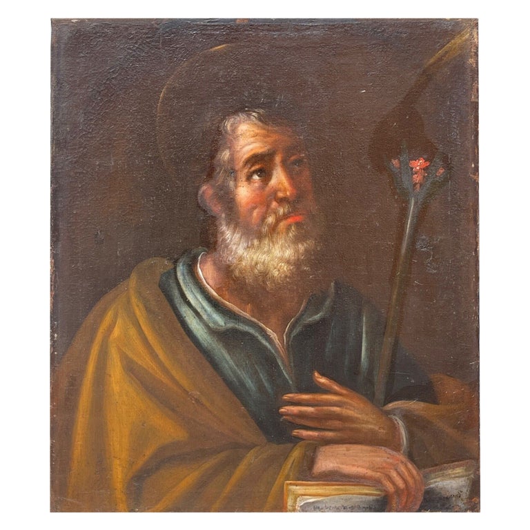 Antique painting, Portrait of a saint, 17th century For Sale at 1stDibs