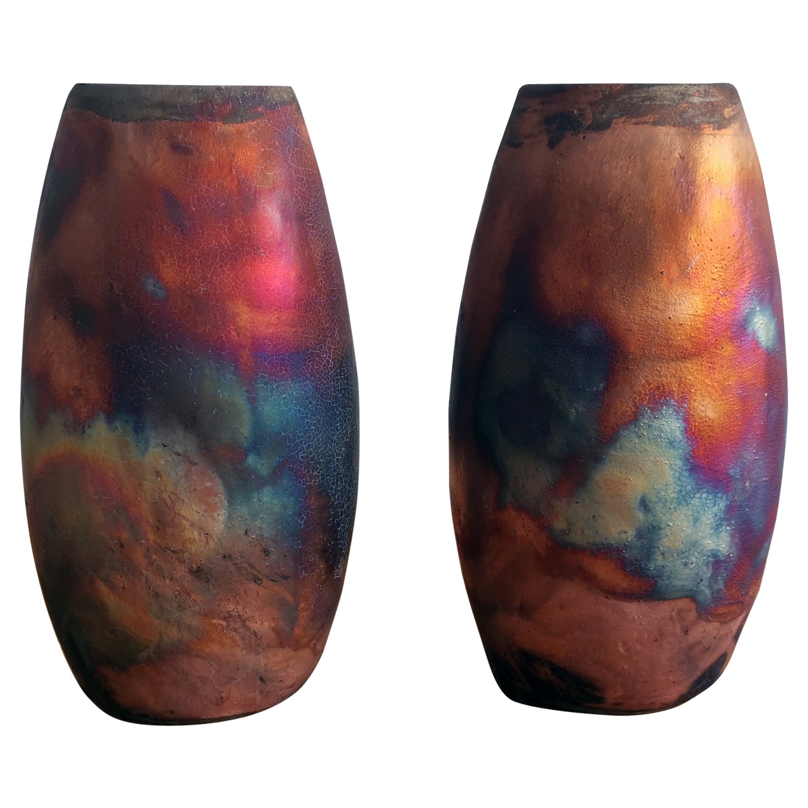 Natsu 2 Pack Raku Pottery Vase - Full Copper Matte - Handmade Ceramic ...