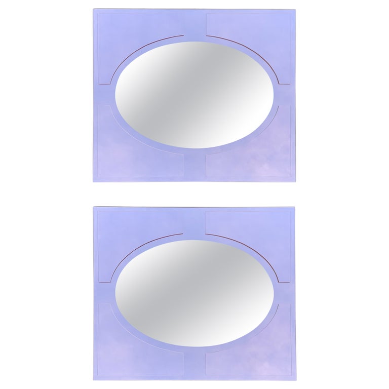 Large Pair of Art Deco Amber Peach Bevelled Wall Mirrors Stunning Glass ...