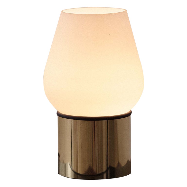 Mushroom Style Table Lamp, Unknown Artist, Brass and Opaline Glass ...