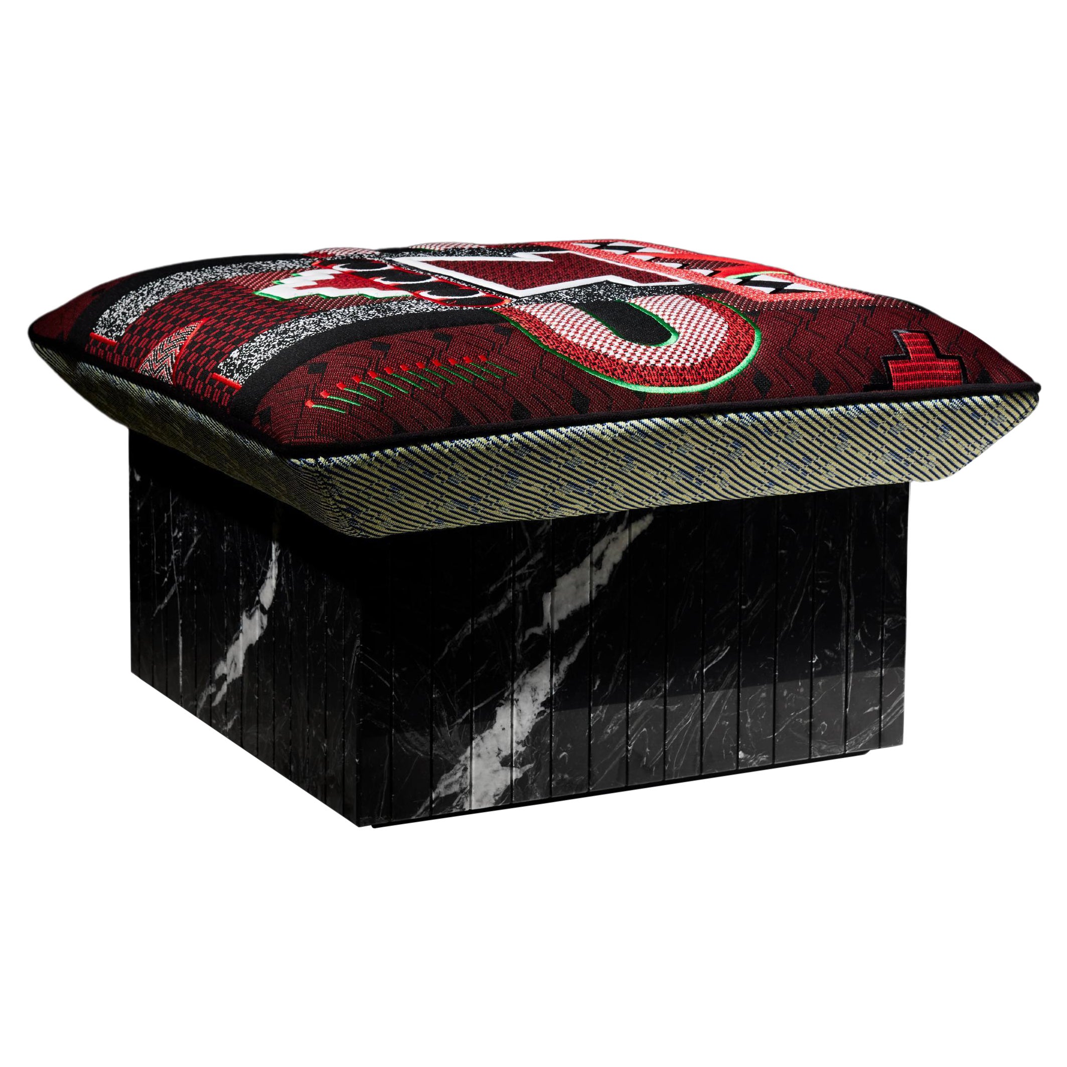 Hopi Ottoman Red Pattern by Marta Bakowski For Sale at 1stDibs