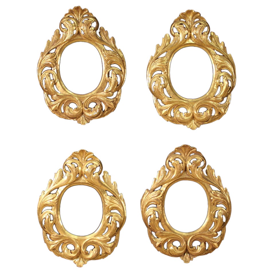 Set of 4 19th Century, Golden and Carved Wood Italian Frames, 1870 at ...