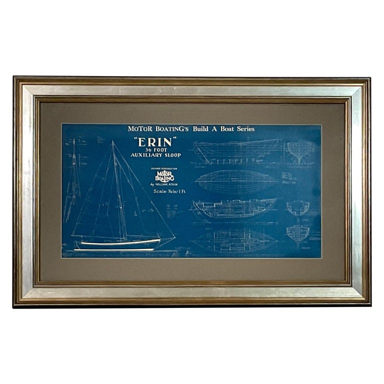 Boat Blueprint of the Sloop “ERIN” For Sale at 1stDibs
