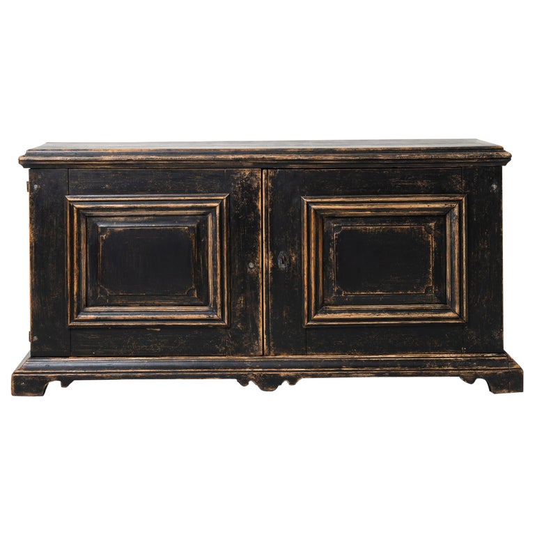 Antique Swedish Low Baroque Style Black Sideboard at 1stDibs