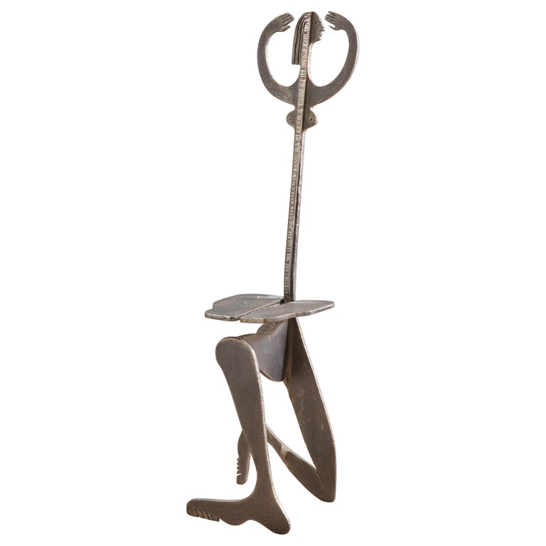 Artist Made Sculptural Figural Torch Cut Steel Chair Albert Leon Wilson ...