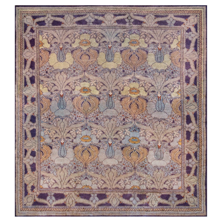 Handwoven Antique Irish Voysey Rug For Sale at 1stDibs
