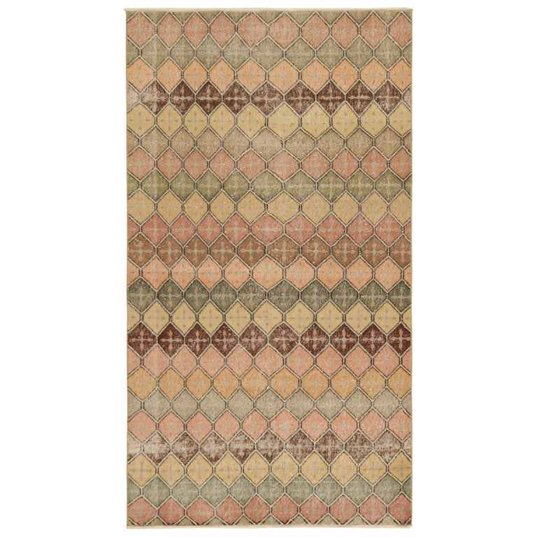 Vintage Zeki Müren Rug in Polychromatic Geometric Pattern, by Rug and ...