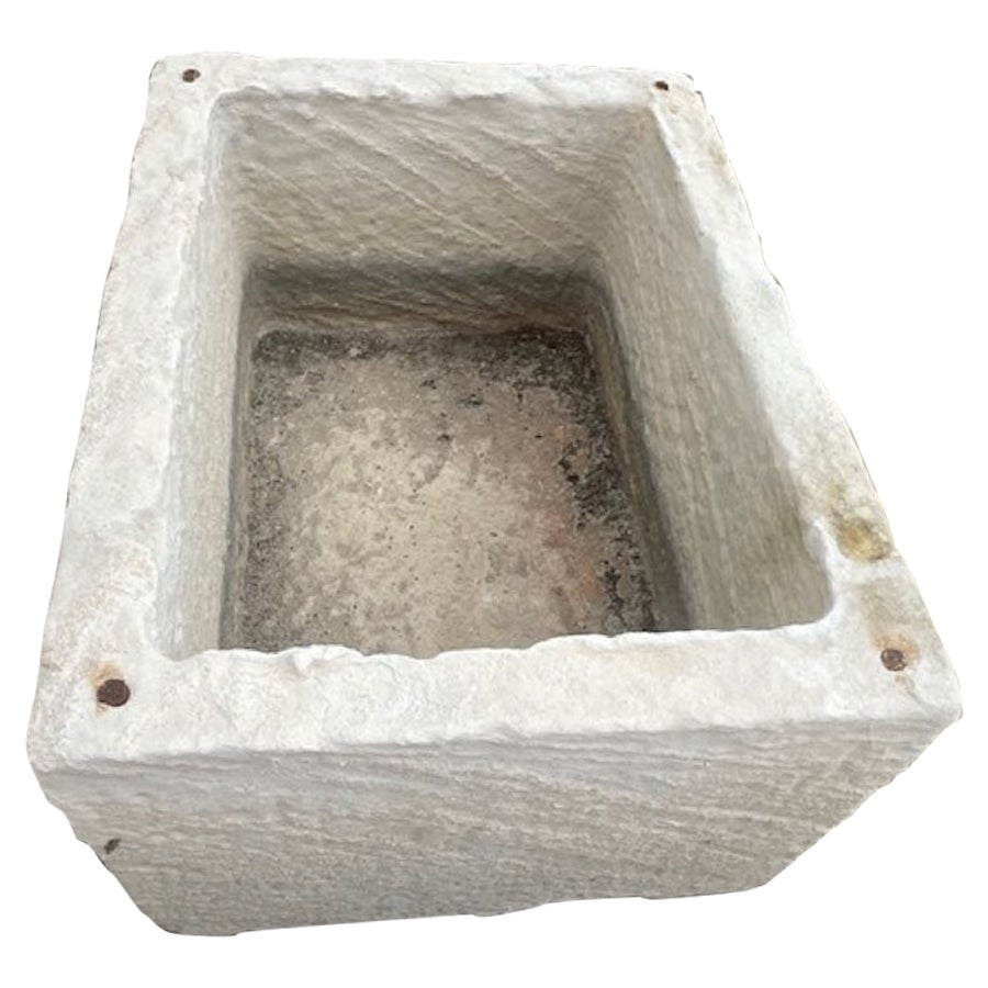 Rustic Hand Carved Stone Container Jardinière Trough Basin Planter ...