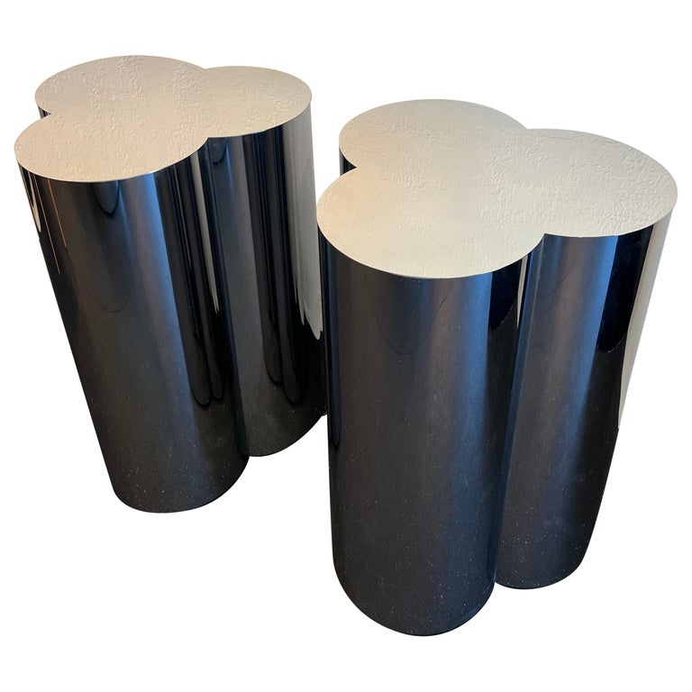 Curtis Jere Chrome Trefoil Pedestal Table Bases-A Pair For Sale at 1stDibs