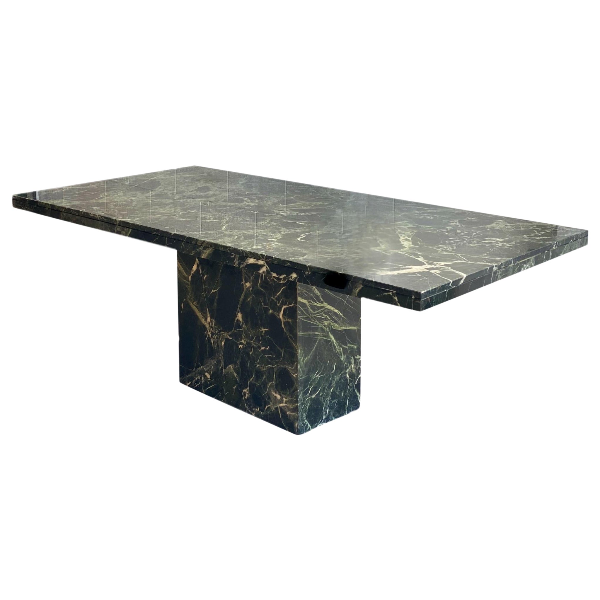 1970s Italian Green Verde Guatemalan Marble Rectangular Pedestal Dining ...