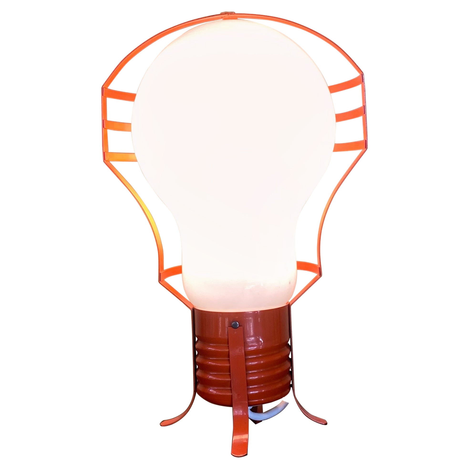 Midcentury Modern Modern Oversized Lightbulb Orange Hanging Lamp or ...