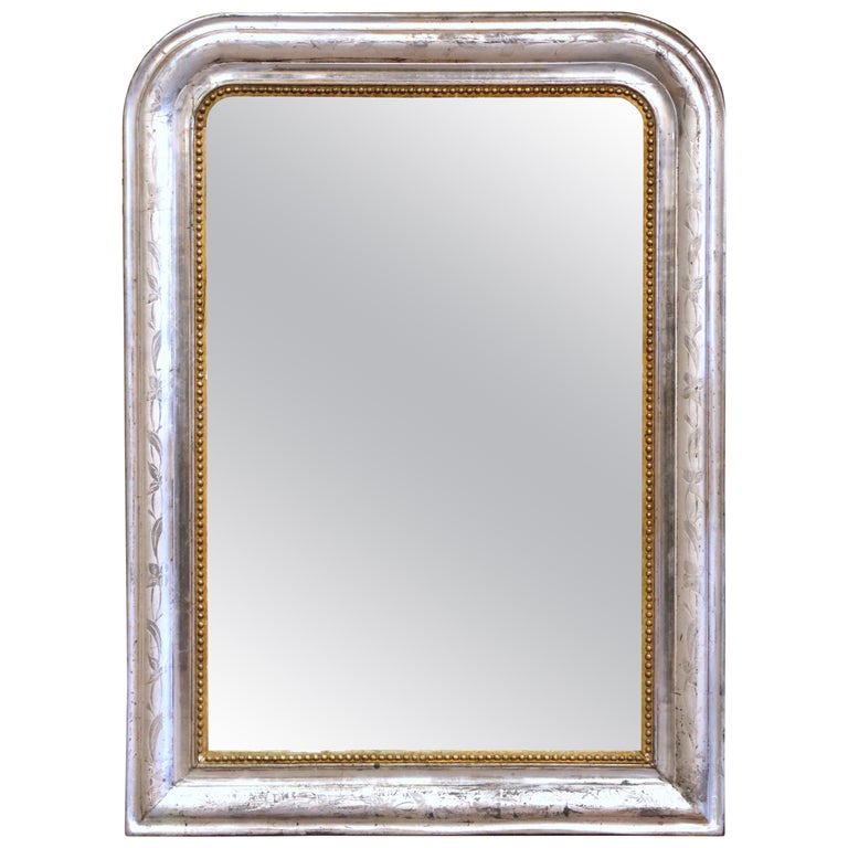 19th Century French Louis Philippe Two-Tone Silver and Gilt Wall Mirror ...