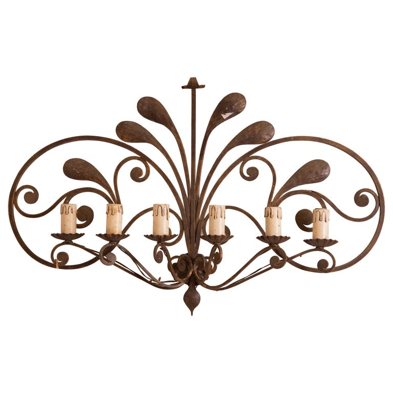 Huge Vintage Wrought Iron Applique, Italy, 1950s For Sale at 1stDibs