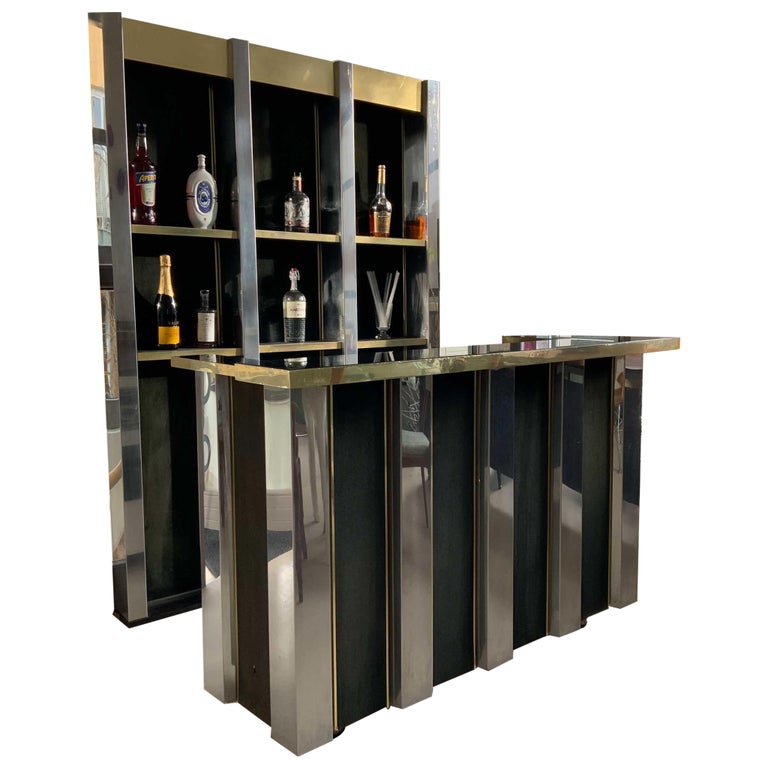 Willy Rizzo Bar in Chrome and Brass, Italy, 1970s For Sale at 1stDibs