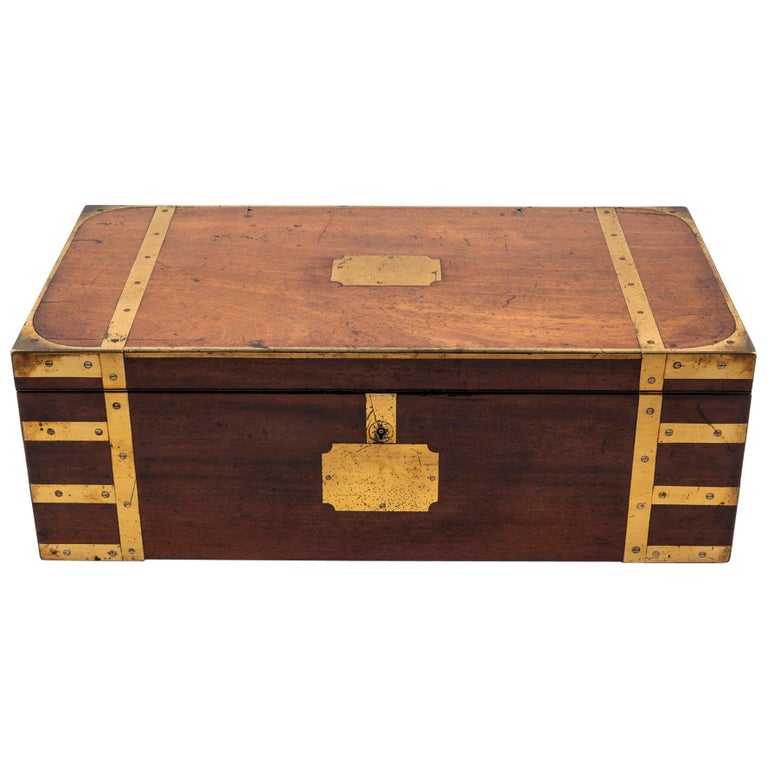 Mahogany Captains Writing Box For Sale at 1stDibs