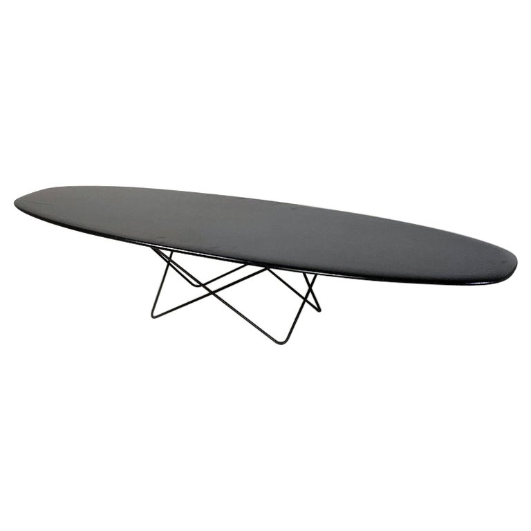 Italian Mid-Century Black Metal and Wood Elliptical Coffee Table by ...