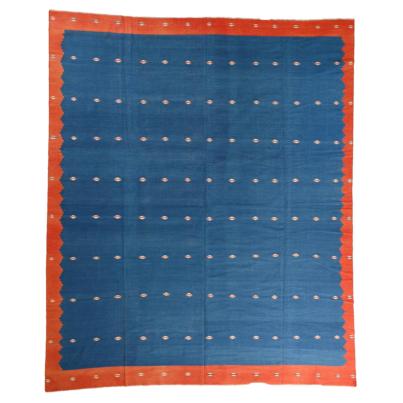 Vintage Dhurrie Flat Weave in Red with Beige Pictorials by Rug and ...