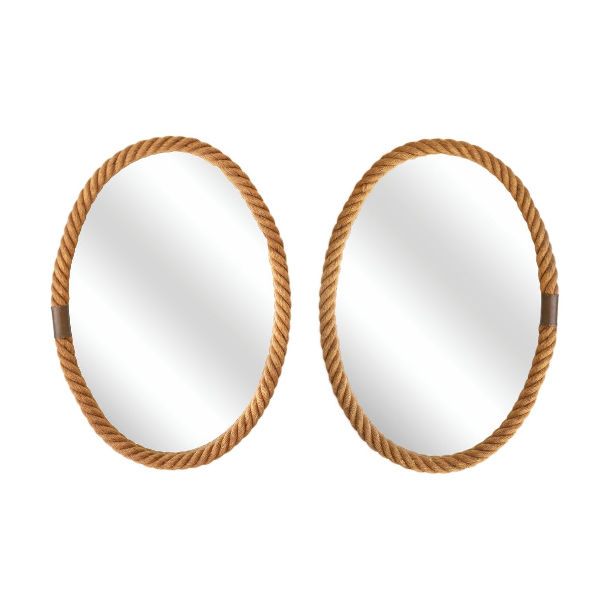 Large Oval Rope Mirror Audoux Minet, circa 1960 at 1stDibs