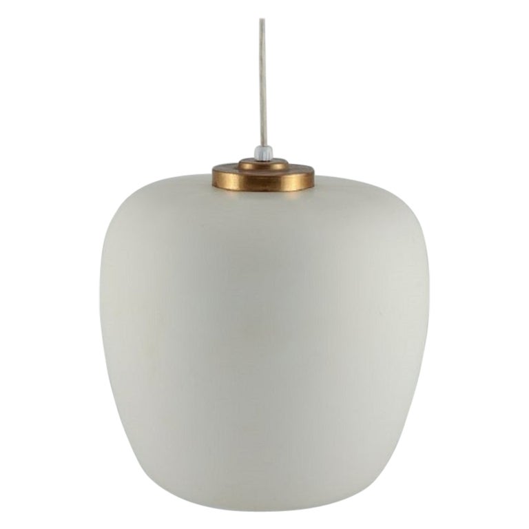 Fog and Mørup Pendant in Frosted Opal Glass with Brass Mounting, Mid ...