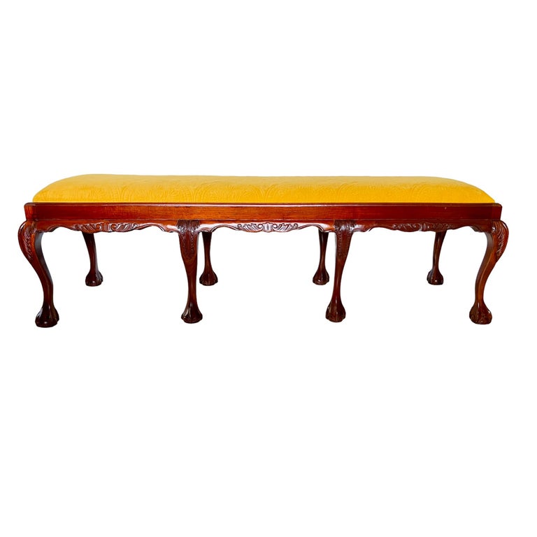 Chippendale Carved Mahogany Ball and Claw Eight Leg Bench For Sale at ...