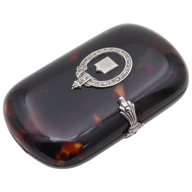French ladies coin purse fashioned in tortoiseshell and silver For Sale ...