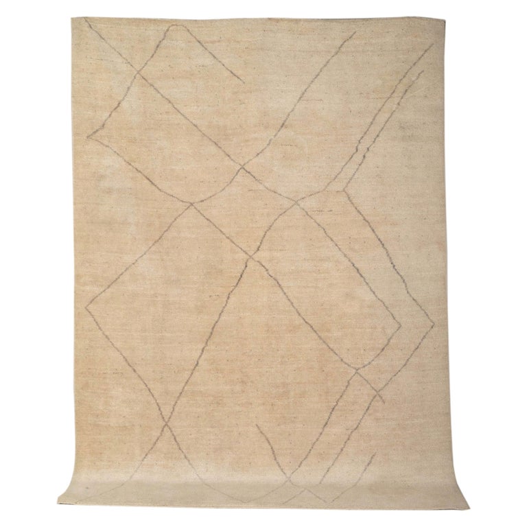 Wool Geometric Cream Rug For Sale at 1stDibs