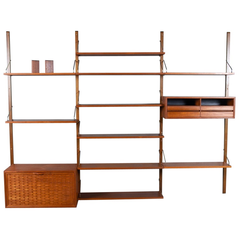 Danish Modern Modular Teak Wall Unit by Poul Cadovius for Cado 1960s ...