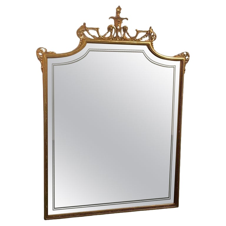 Golden Back Mirror with Parallel Lines, 1950s For Sale at 1stDibs