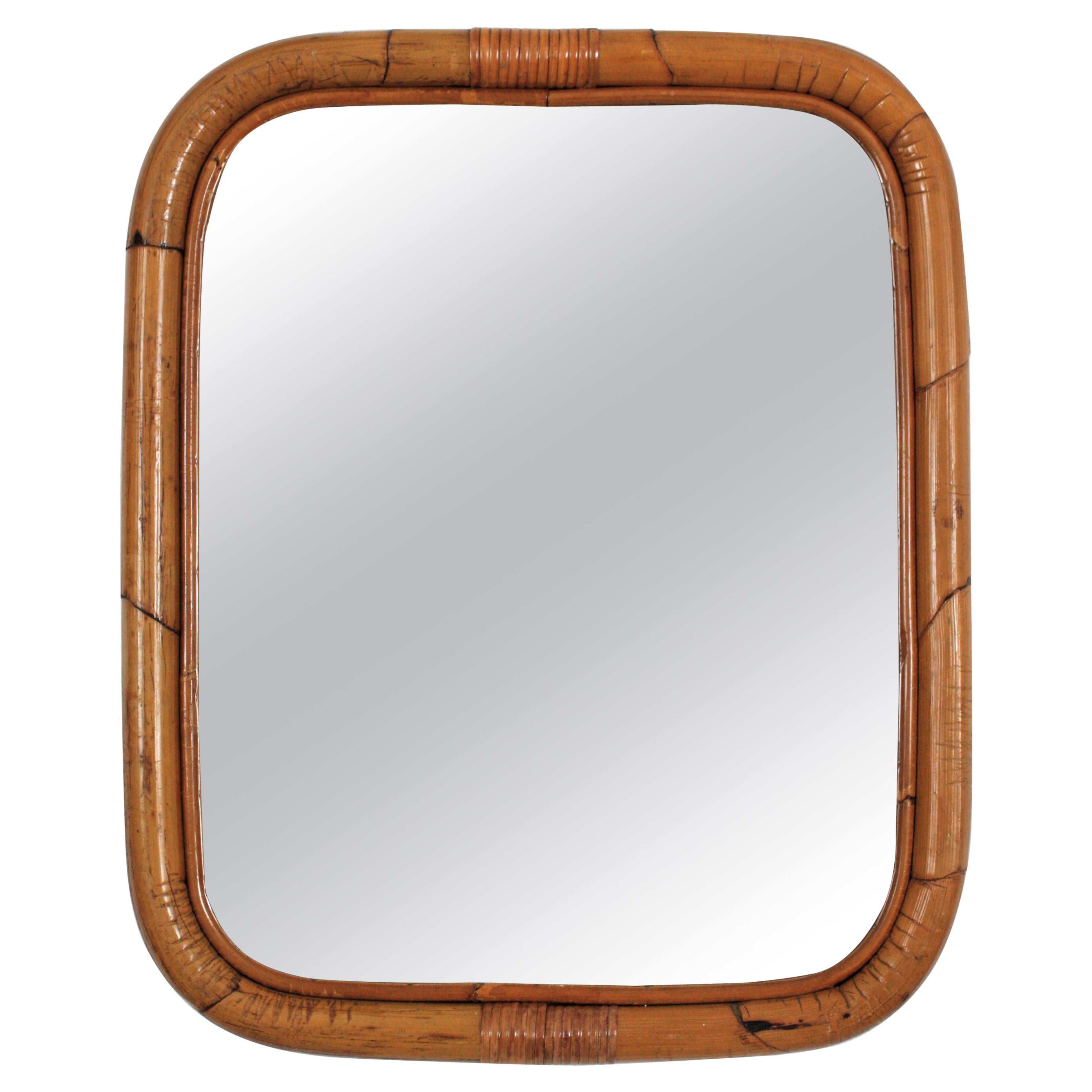 Pair of Bamboo Rectangular Mirrors at 1stDibs