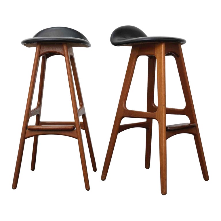 Pair of Danish Modern Teak Stools by Erik Buck 'Buch', 1960s For Sale ...