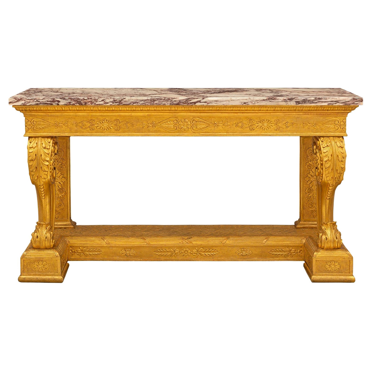 19th Century English Neo Classical Carved and Whitewashed Mahogany ...