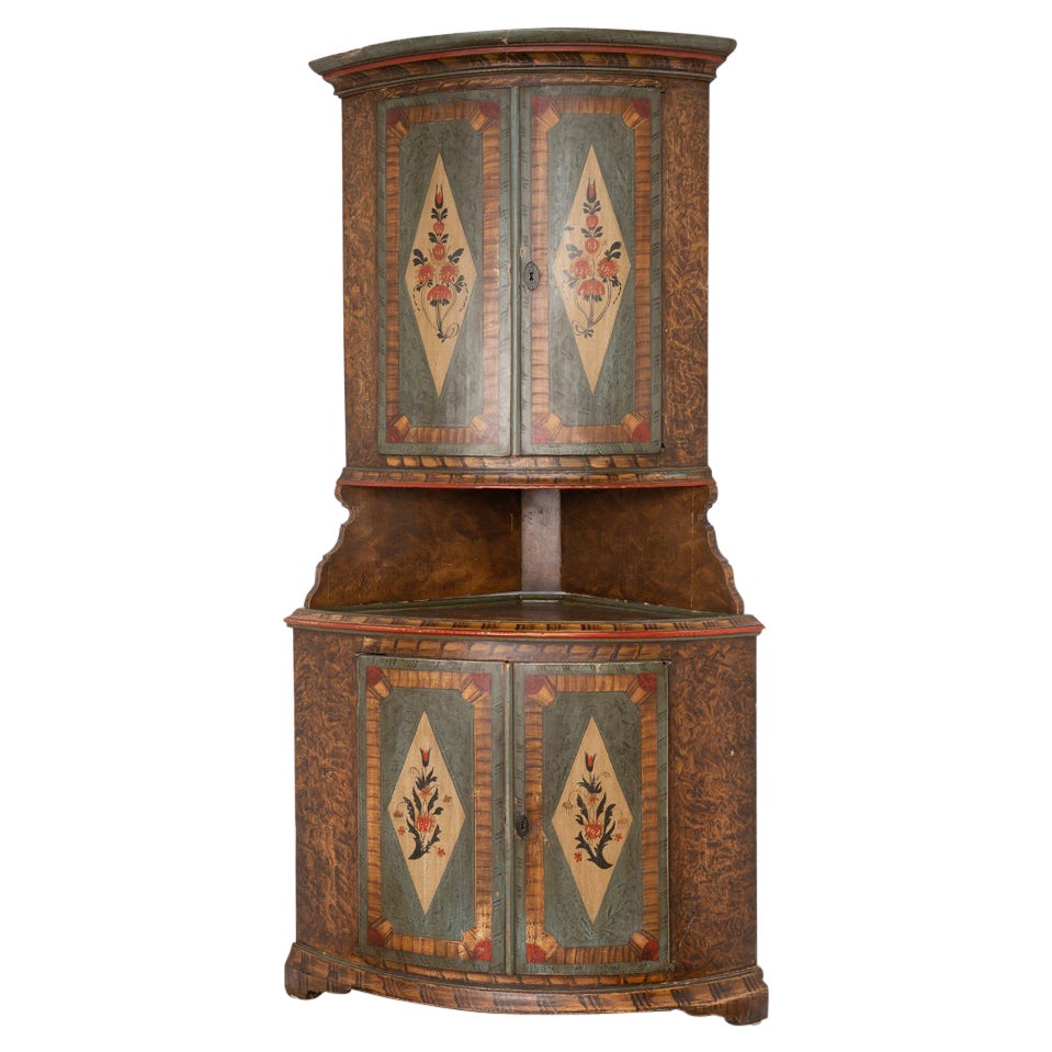 Antique Original Painted Corner Cupboard Cabinet Dated 1847 at 1stDibs ...