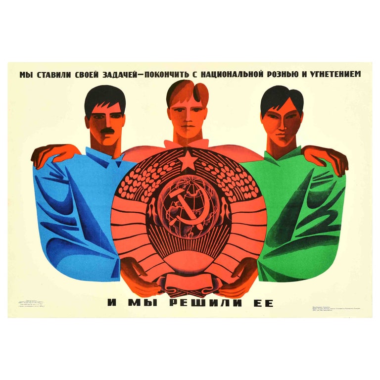 Original Vintage Soviet Propaganda Poster Ethnic Strife Oppression USSR ...