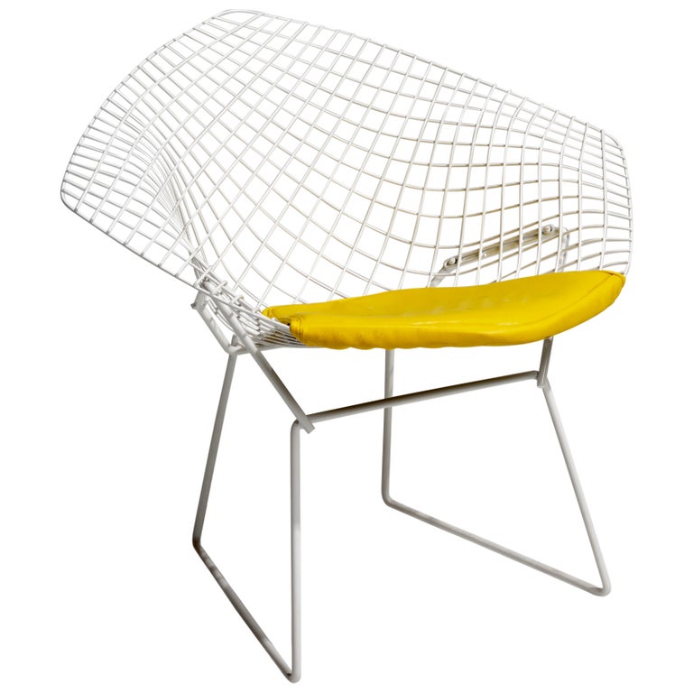Bertoia pour Knoll - Chaise « Diamond » en métal blanc En vente sur 1stDibs
