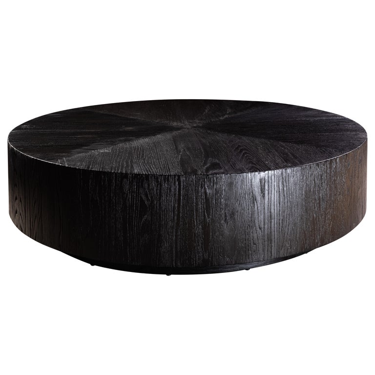 Segmented Round Black Oak Coffee Table For Sale at 1stDibs