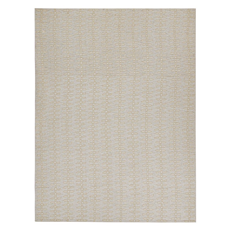 Rug and Kilim’s Scandinavian Style Kilim in White with Beige Geometric ...