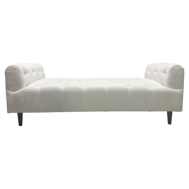 Mid-Century Modern Tufted Bench in Bouclé For Sale at 1stDibs