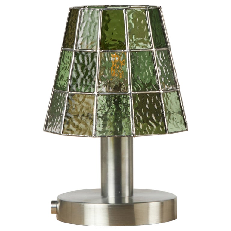 Fun Guy Stained Glass Table Lamp with Natural Aluminum Base by Frangere ...