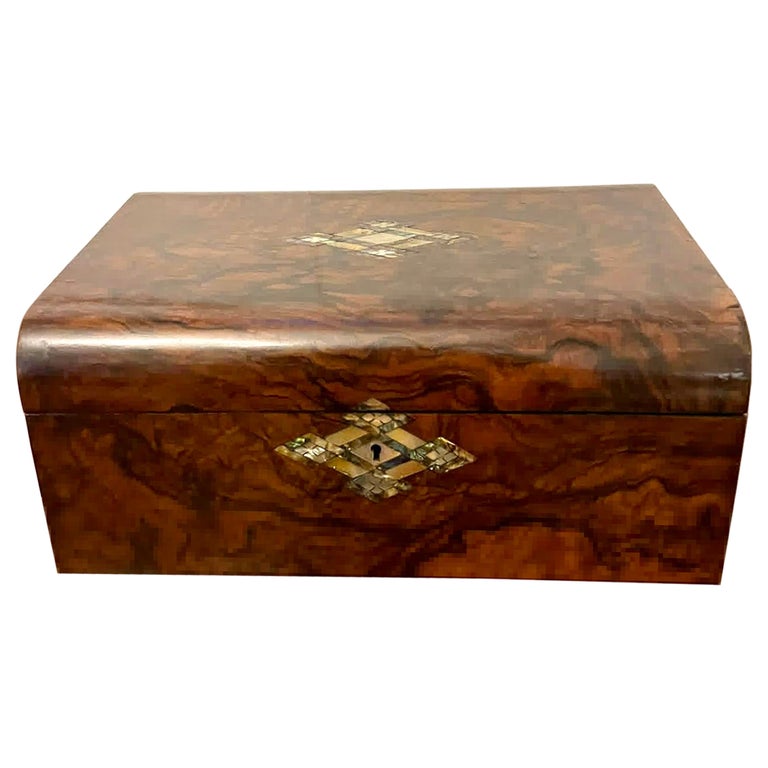 Antique Victorian Quality Burr Walnut Writing Box For Sale at 1stDibs