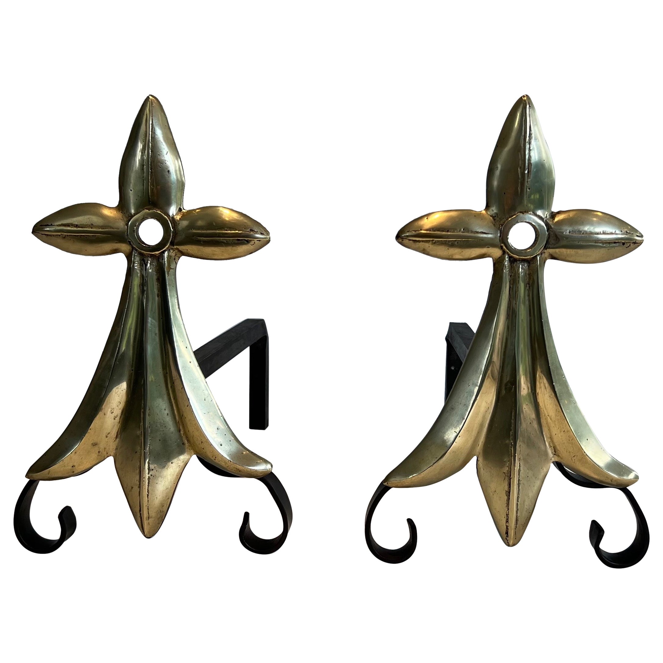 Pair of Andirons Bronze Skull at 1stDibs