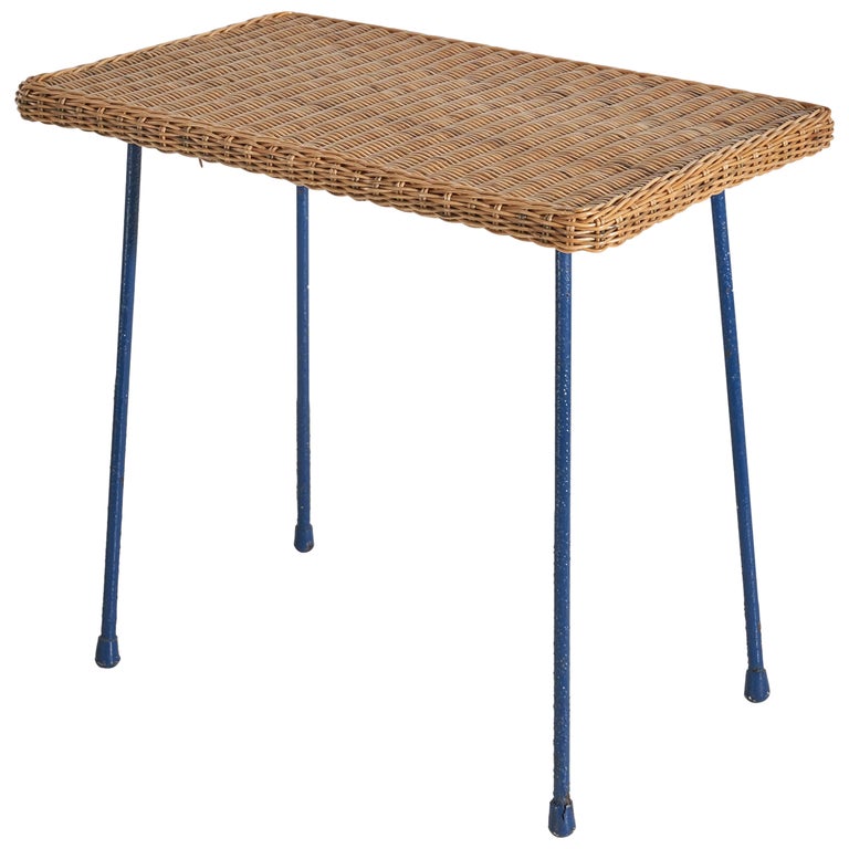 Van Keppel Green, Side Table, Iron, Wicker, USA, 1950s For Sale at 1stDibs