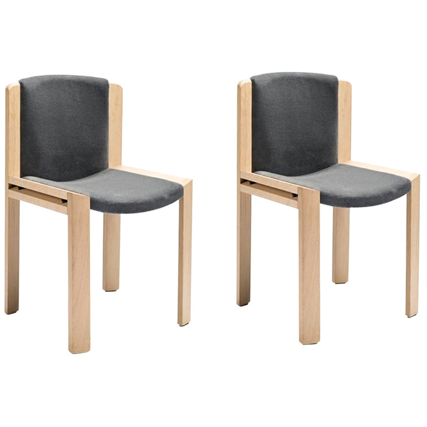 Set of Two Joe Colombo 'Chair 300' Wood and Kvadrat Fabric by Karakter ...