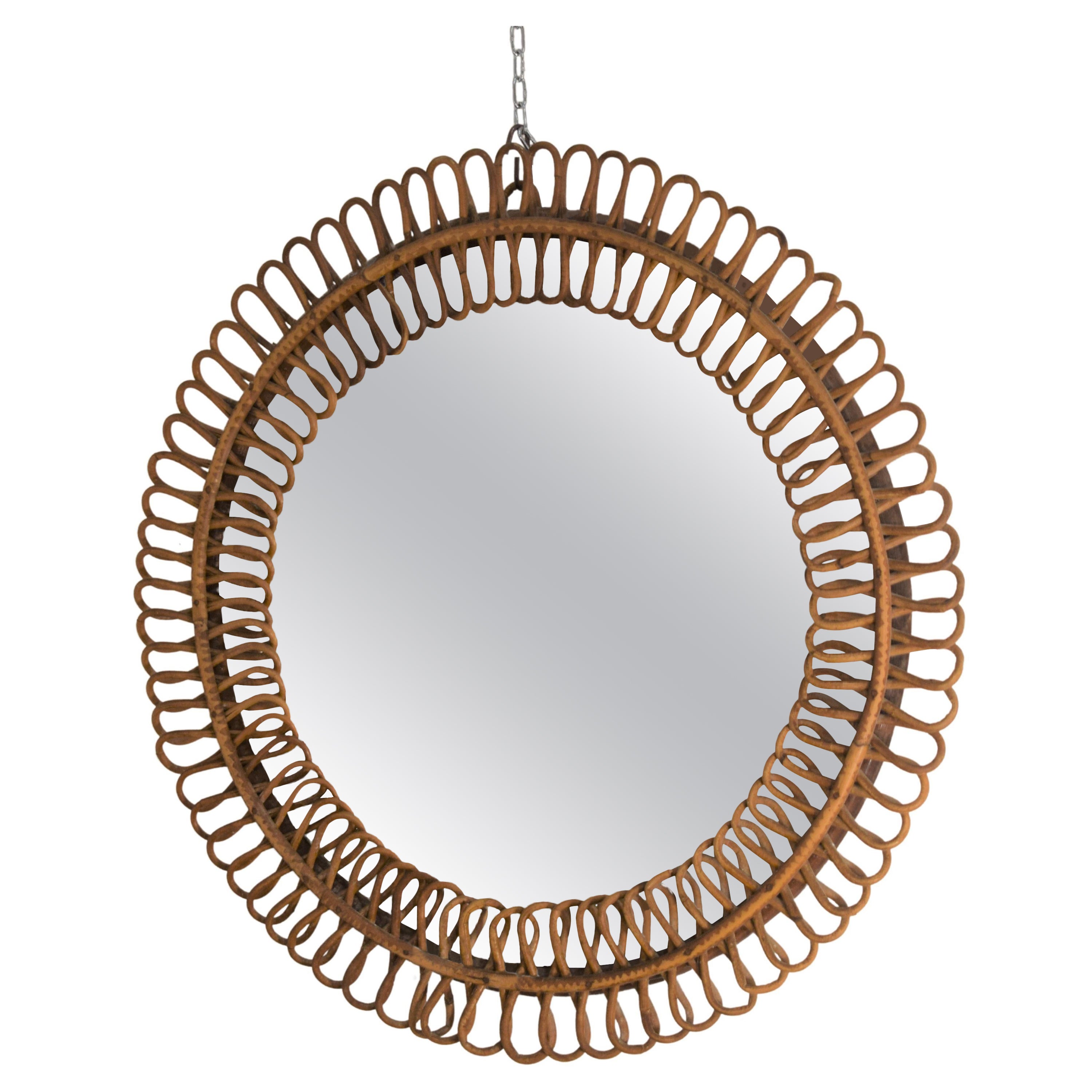 1960s Bamboo Frame Mirror For Sale at 1stDibs