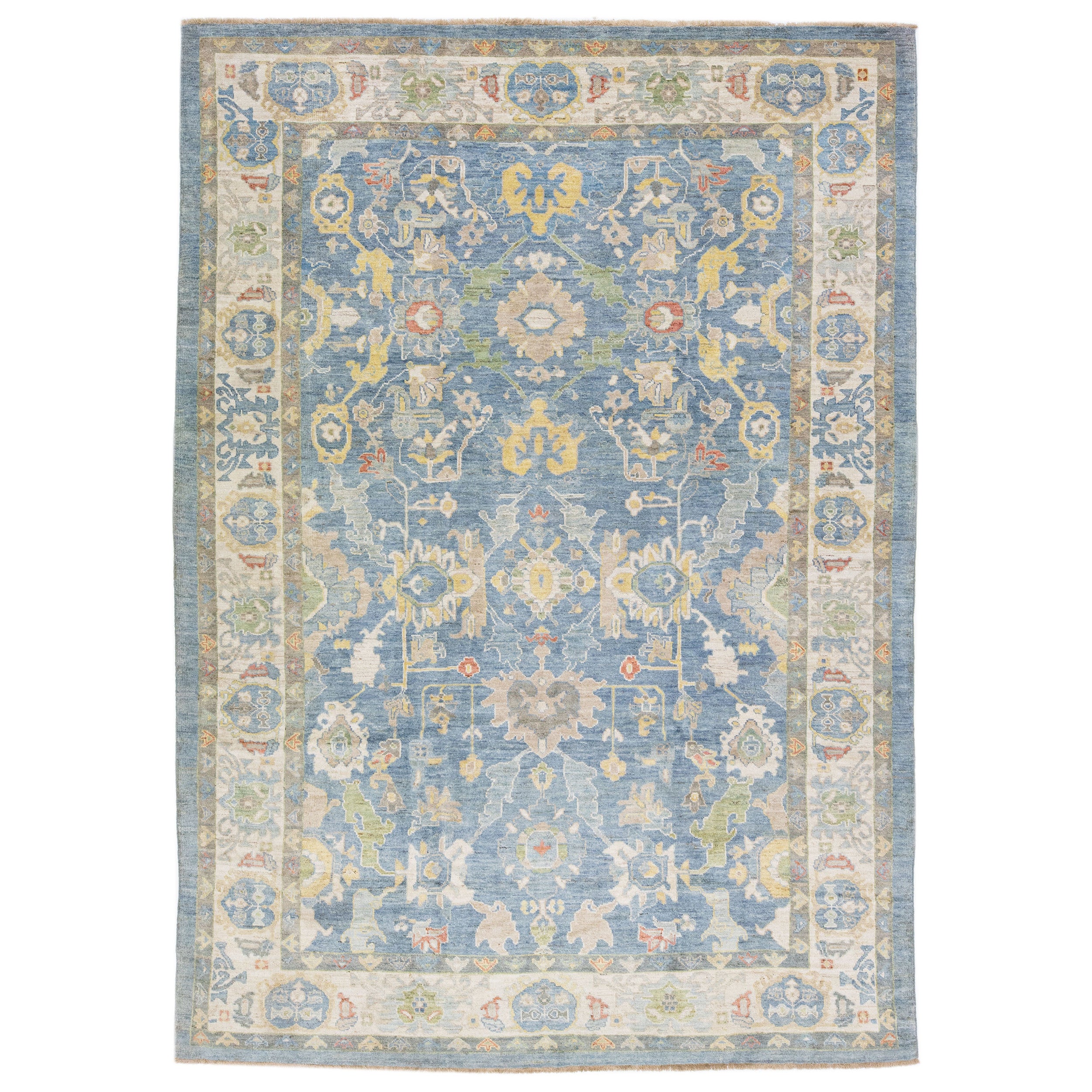 Handmade Floral Modern Sultanabad Persian Wool Rug For Sale at 1stDibs