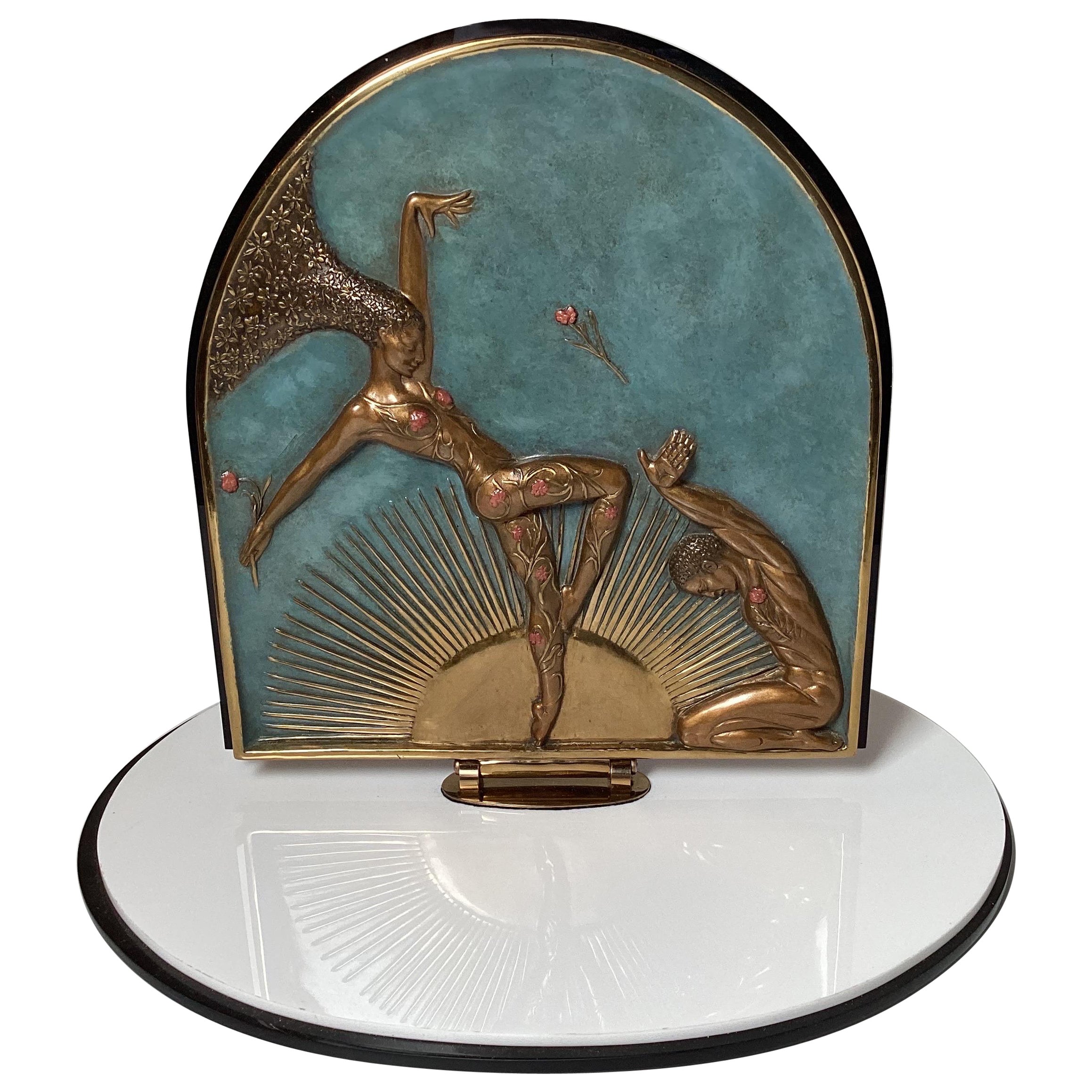 Erté Limited Edition "Femme Fatale" Cold Painted Bronze Vanity Mirror ...
