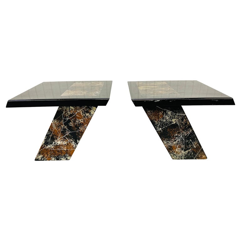 1980s Vintage Post Modern Italian Black Marble Side Tables For Sale at ...