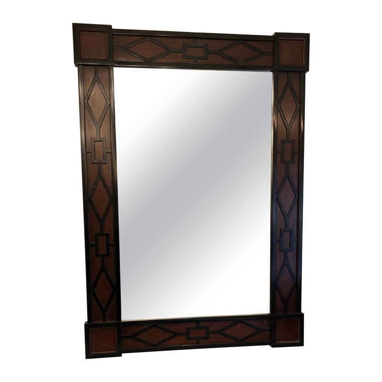 Handsome Mahogany and Ebonized Theodore Alexander Ellie Mirror For Sale ...