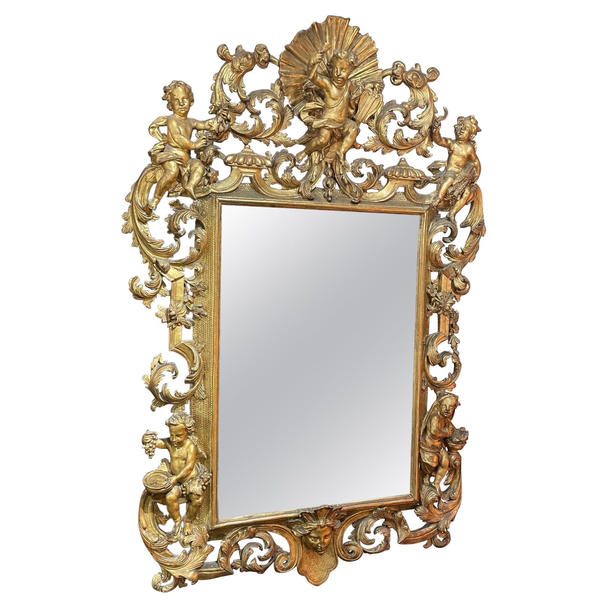 Italian Early Baroque Figured Walnut Frame as a Mirror, Early 17th ...